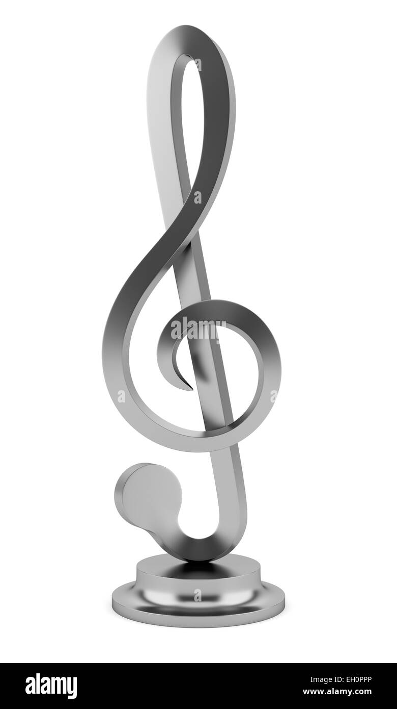metallic treble clef statuette isolated on white background Stock Photo ...