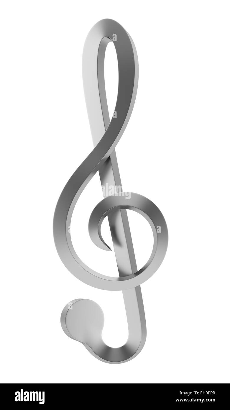 metallic treble clef isolated on white background Stock Photo - Alamy