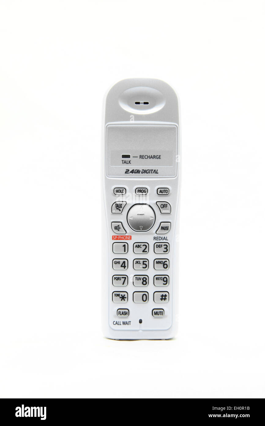 isolated white cordless phone on white Stock Photo - Alamy