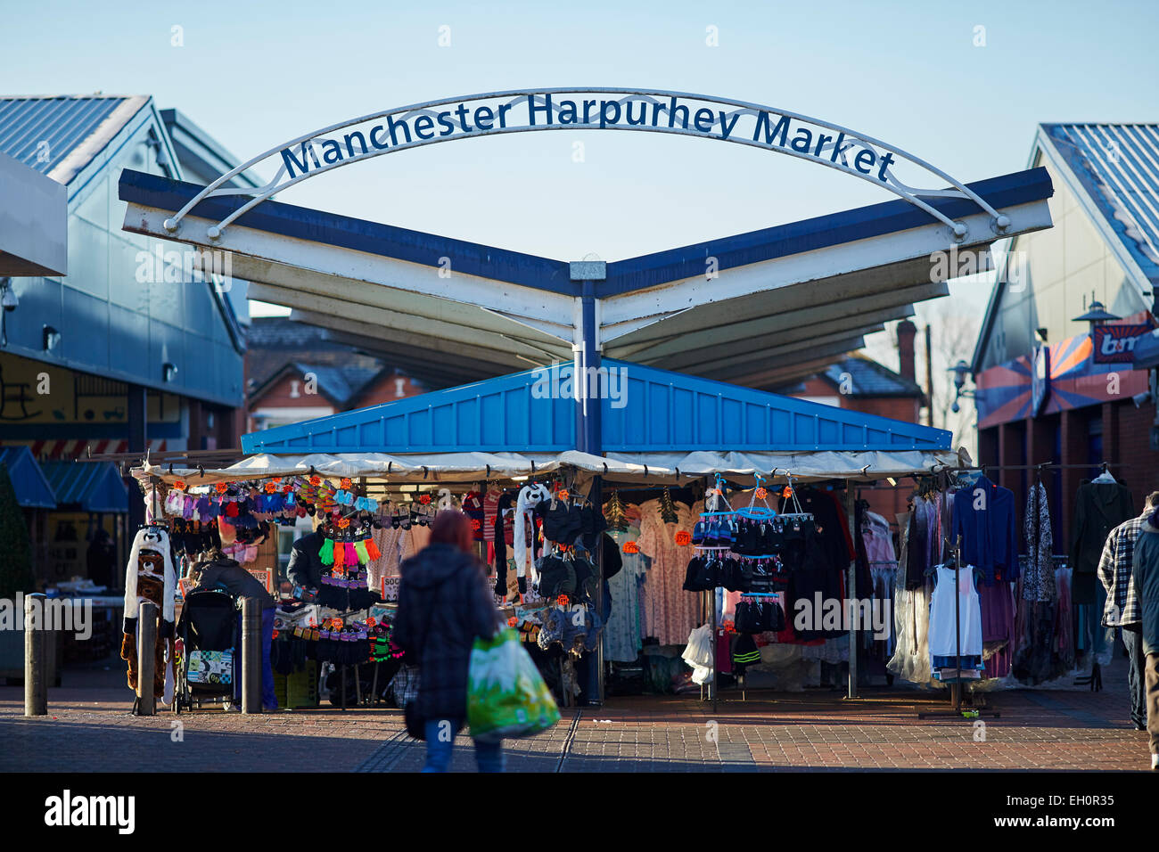 Street view of Harpurhey shopping centre Market place in North ...