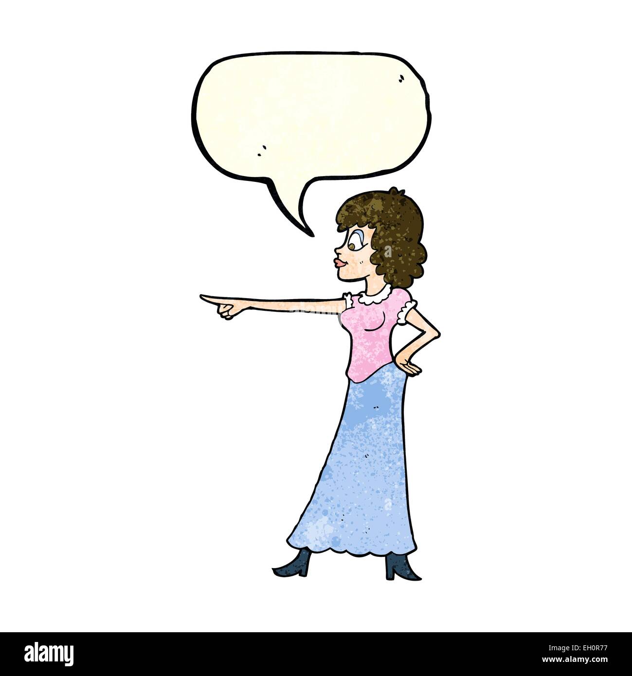 Cartoon Woman Pointing Finger With Speech Bubble Stock Vector Image