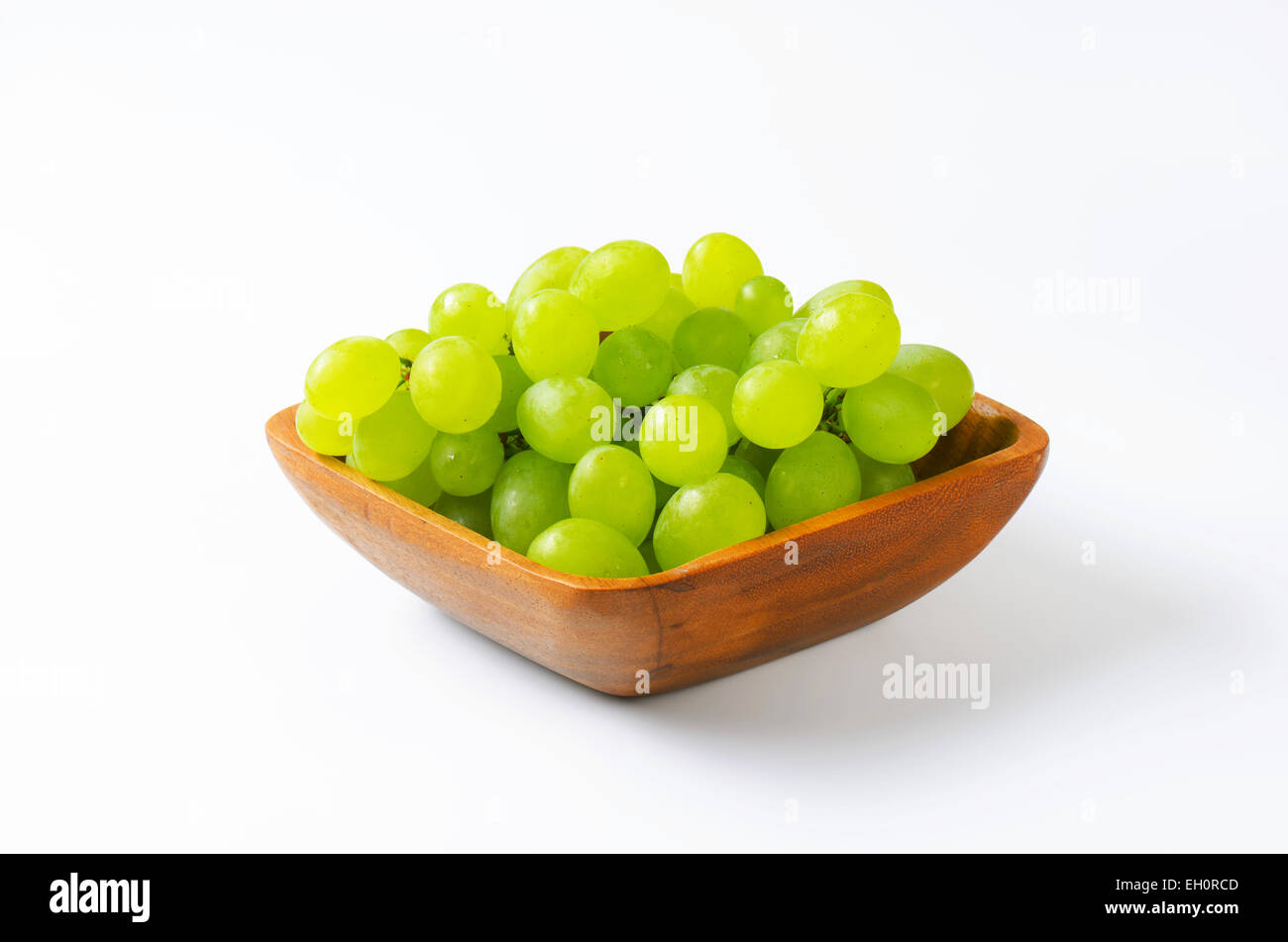 Fresh white grapes in square wooden bowl Stock Photo - Alamy