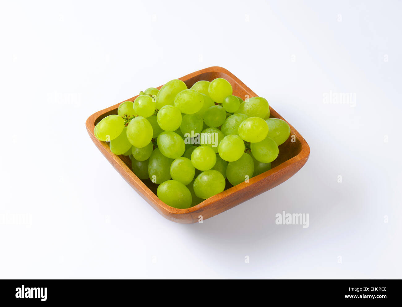 Fresh white grapes in square wooden bowl Stock Photo - Alamy
