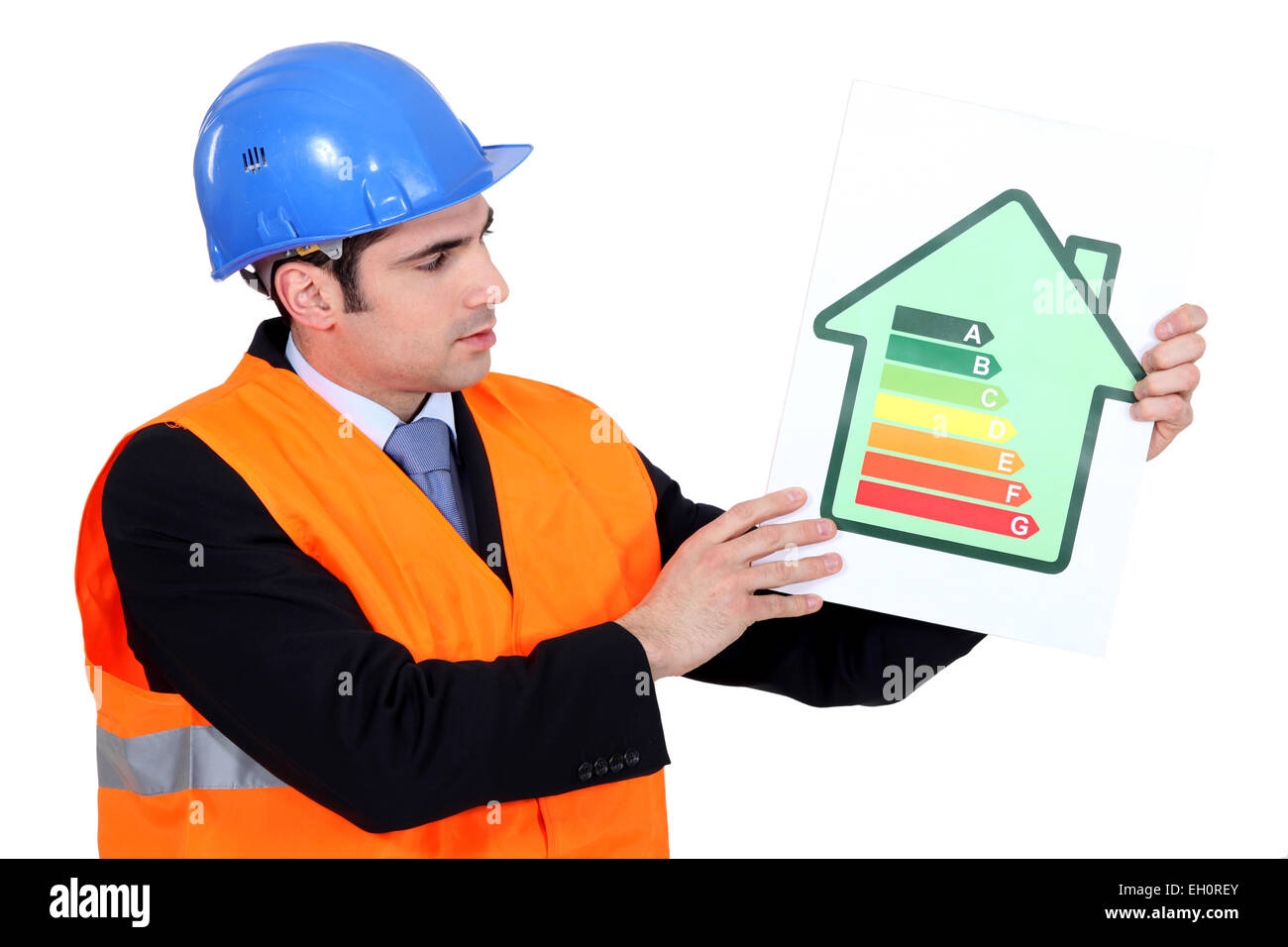 Foreman holding panel Stock Photo - Alamy