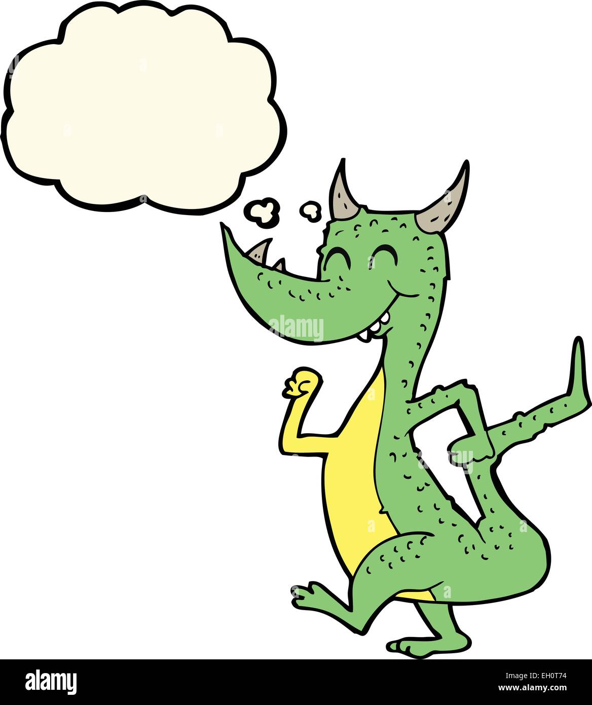 cartoon happy dragon with thought bubble Stock Vector Image & Art - Alamy