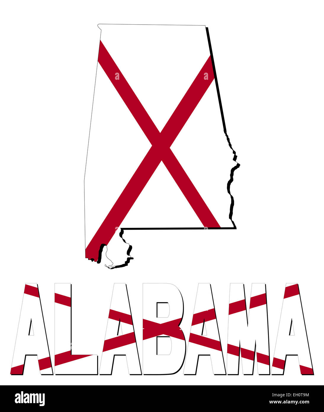Alabama map flag and text illustration Stock Photo - Alamy