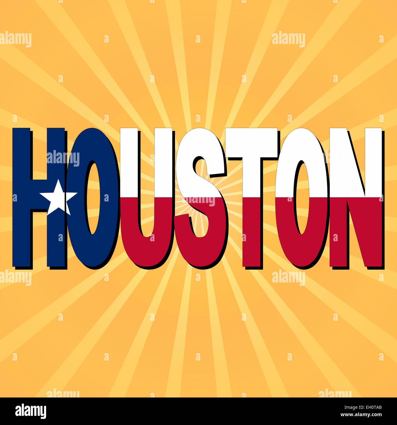Houston flag text with sunburst illustration Stock Photo - Alamy