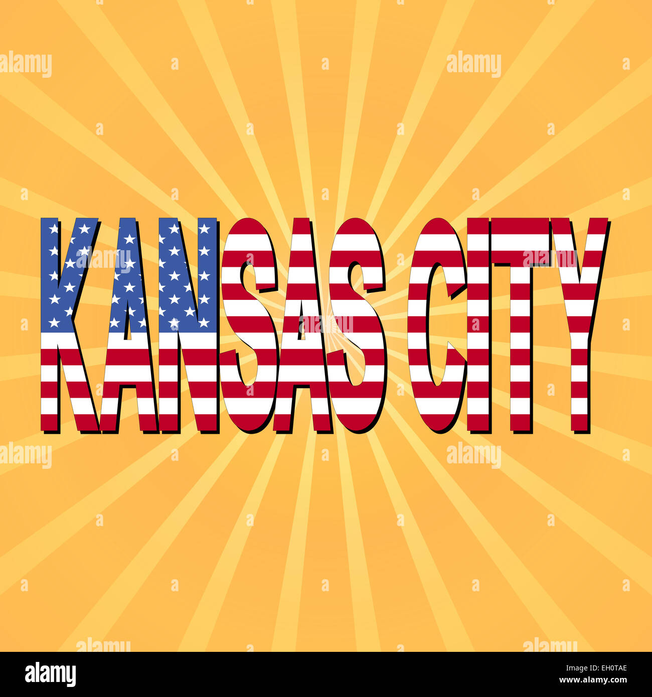 Kansas City flag text with sunburst illustration Stock Photo - Alamy