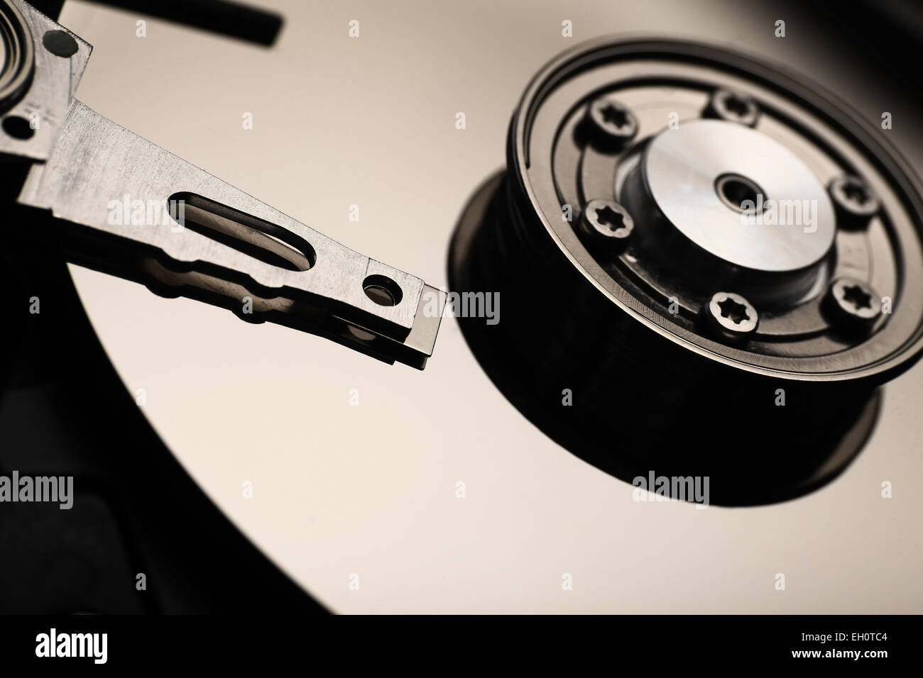 Color picture with details from inside a computer hard drive Stock ...