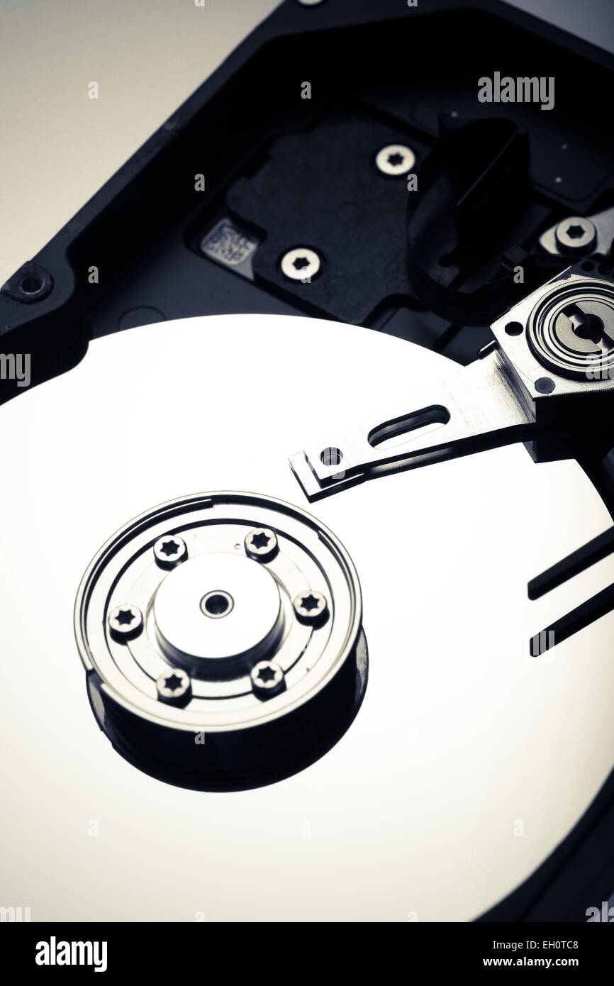 Color picture with details from inside a computer hard drive Stock ...