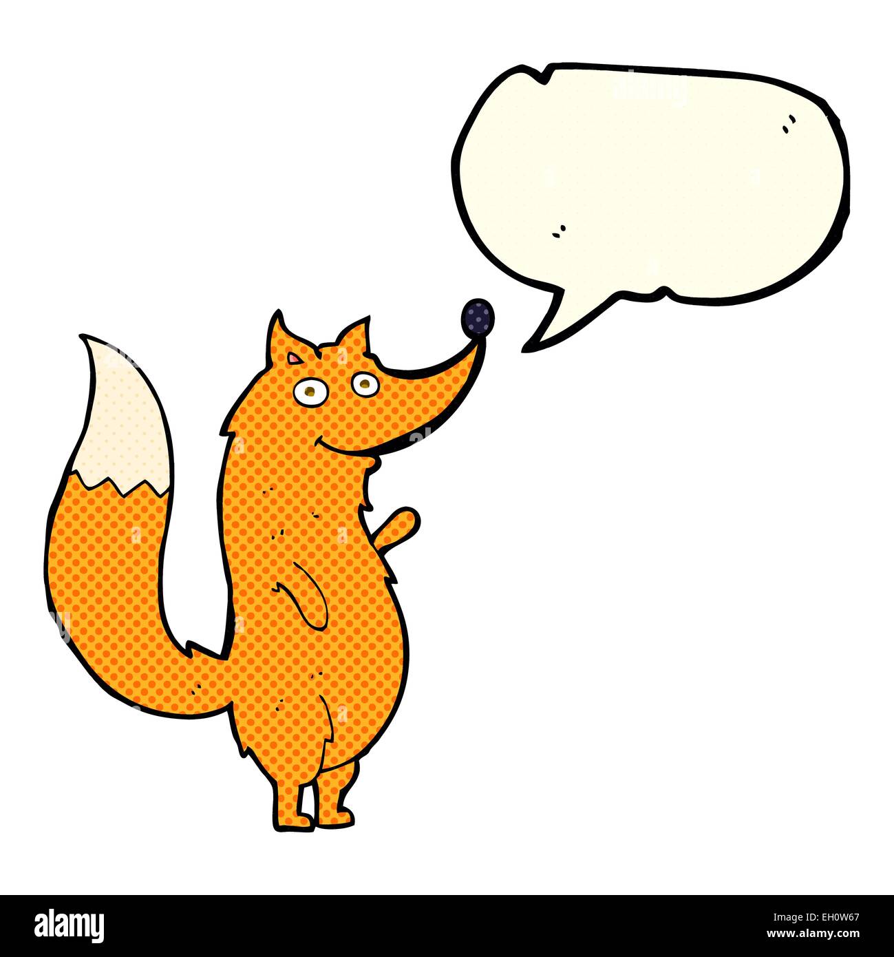 cartoon waving fox with speech bubble Stock Vector Image & Art - Alamy