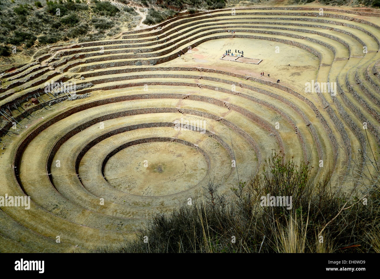 Concentric agricultural terraces, Moray Inca ruins, Cusco, Peru Stock ...