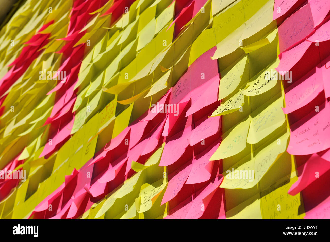 Installation made of post-it notes in the centre of Cluj-Napoca ...