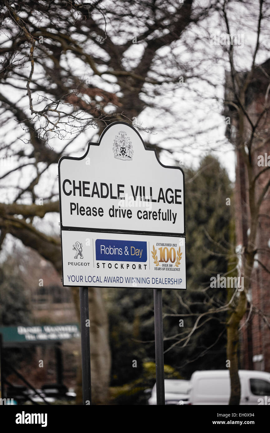 Stockport Manchester sign in Cheadle village Stock Photo - Alamy