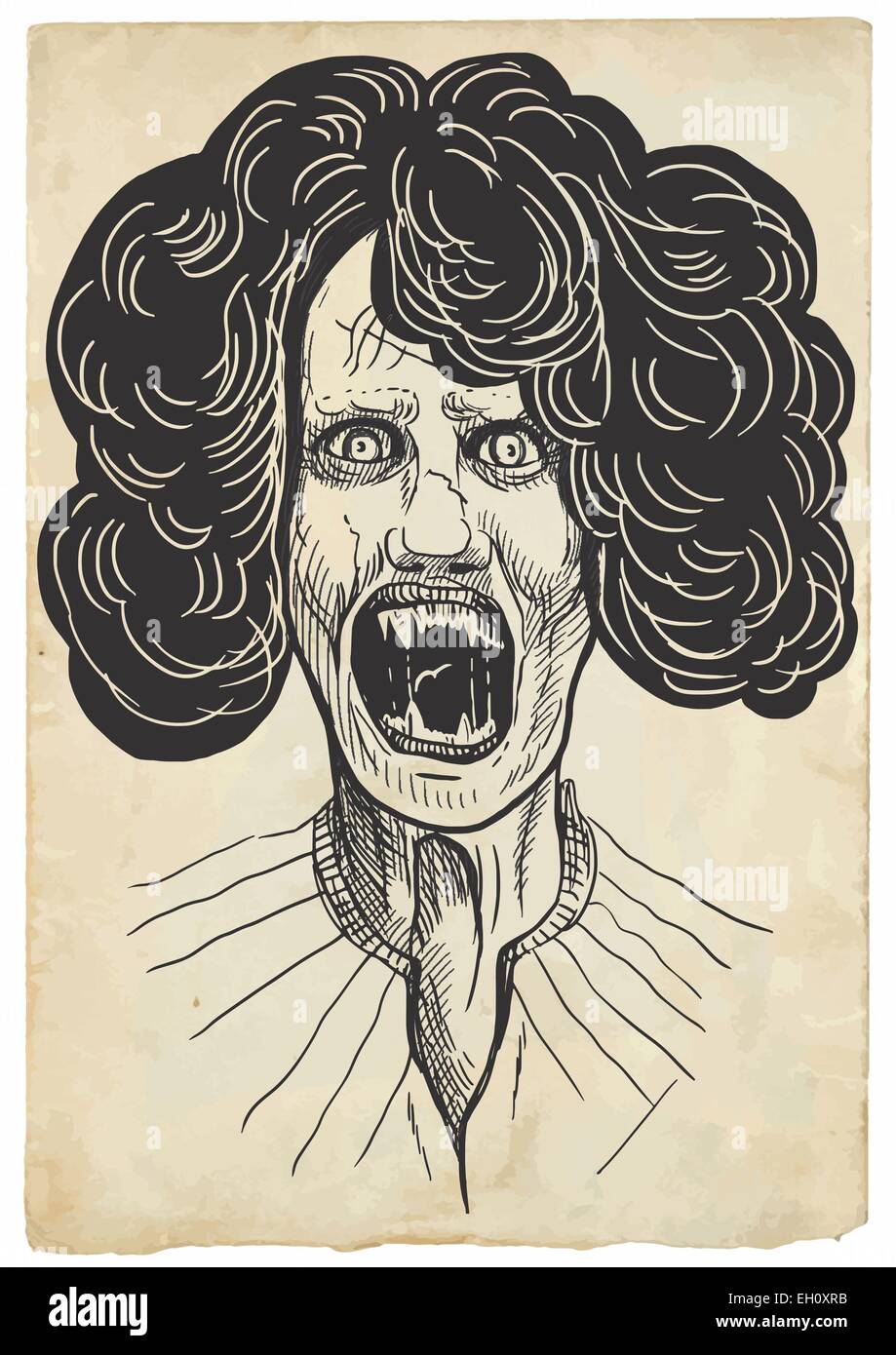 An hand drawn vector illustration. Screaming monster Stock Vector Image ...