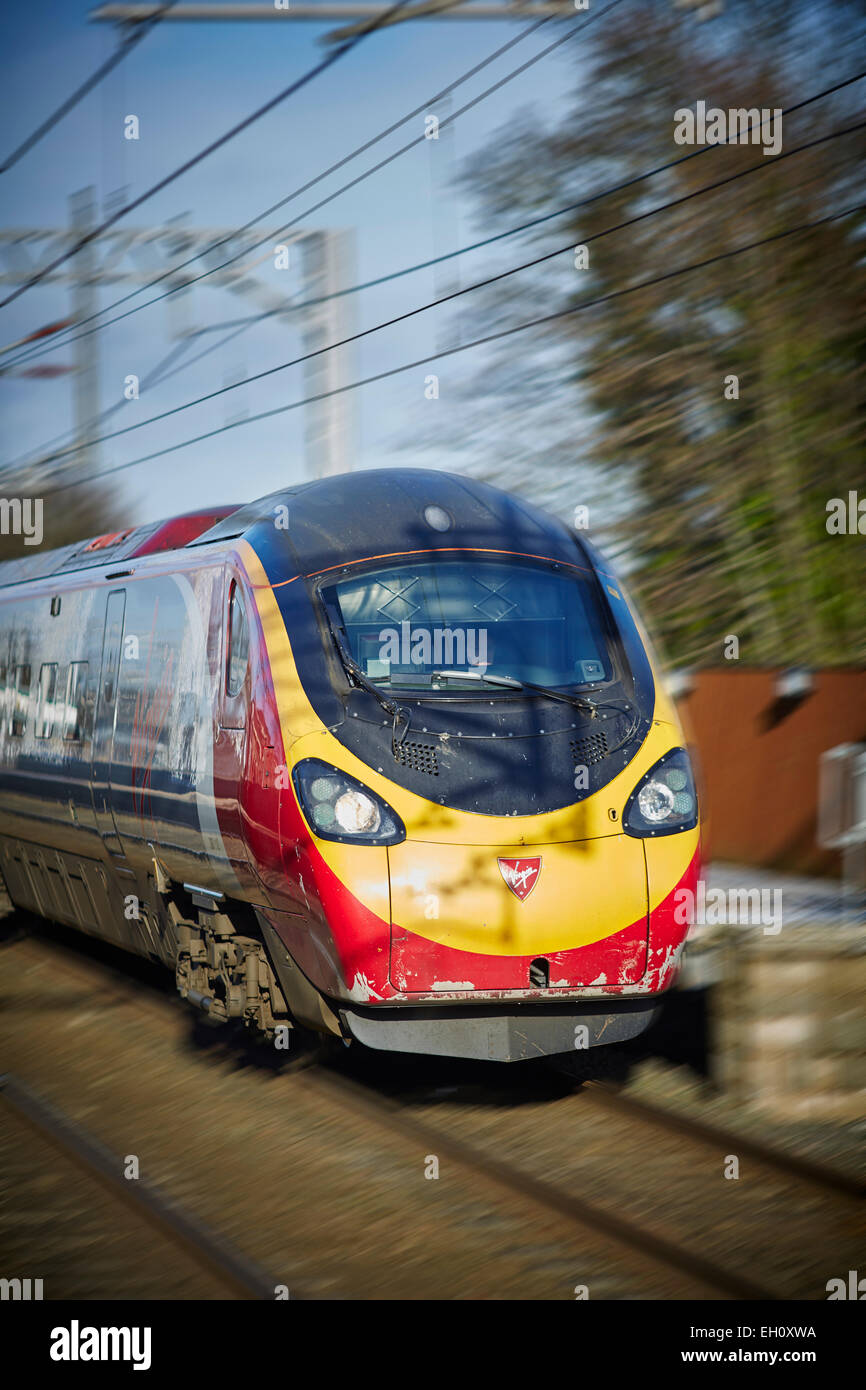 Wilmslow Chesire railway Alstom Class 390 Pendolino train for Virgin ...