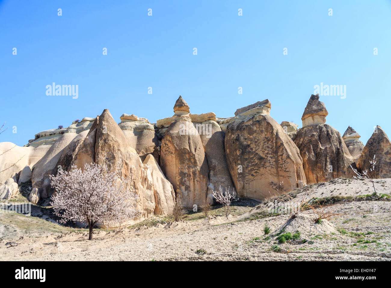 Fairy chimney rock formation near Goreme, Cappadocia, Turkey Stock ...