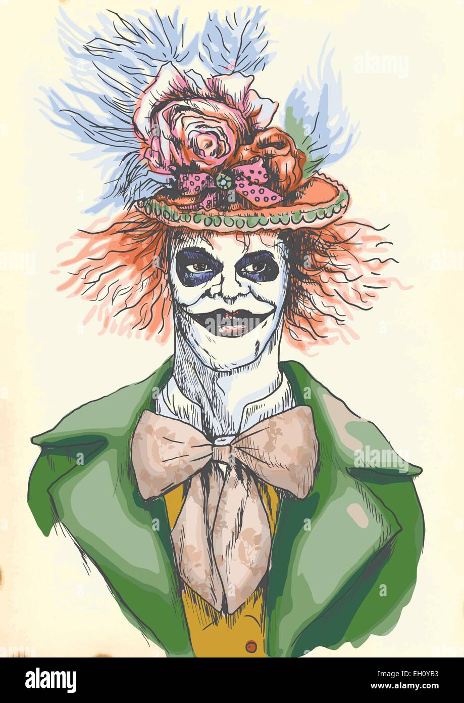 An hand drawn vector illustration (line art plus coloring) - Portrait ...