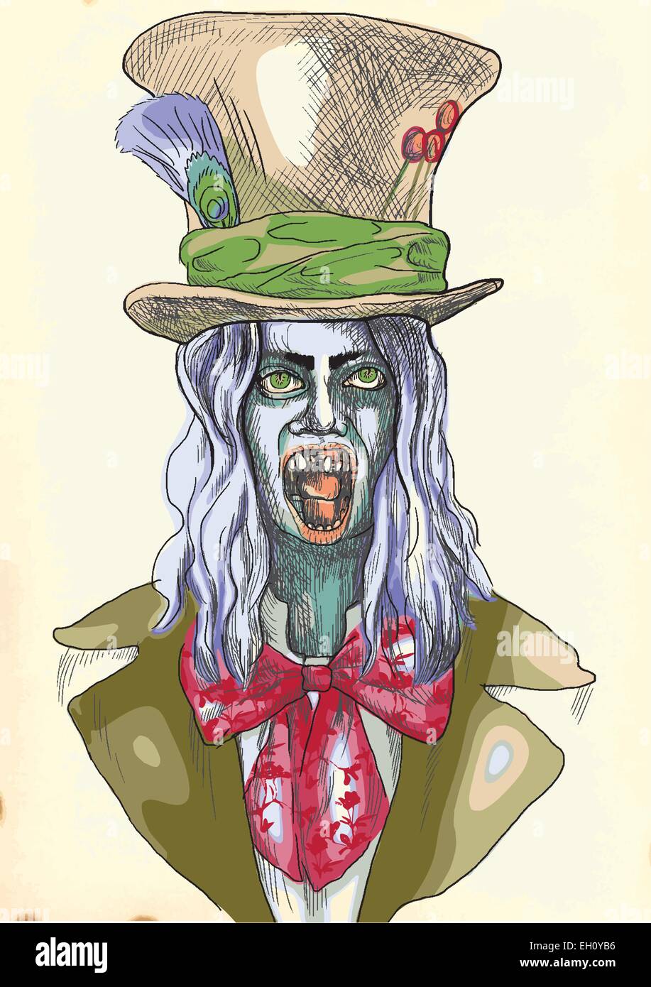 An hand drawn vector illustration (line art plus coloring) - Portrait ...