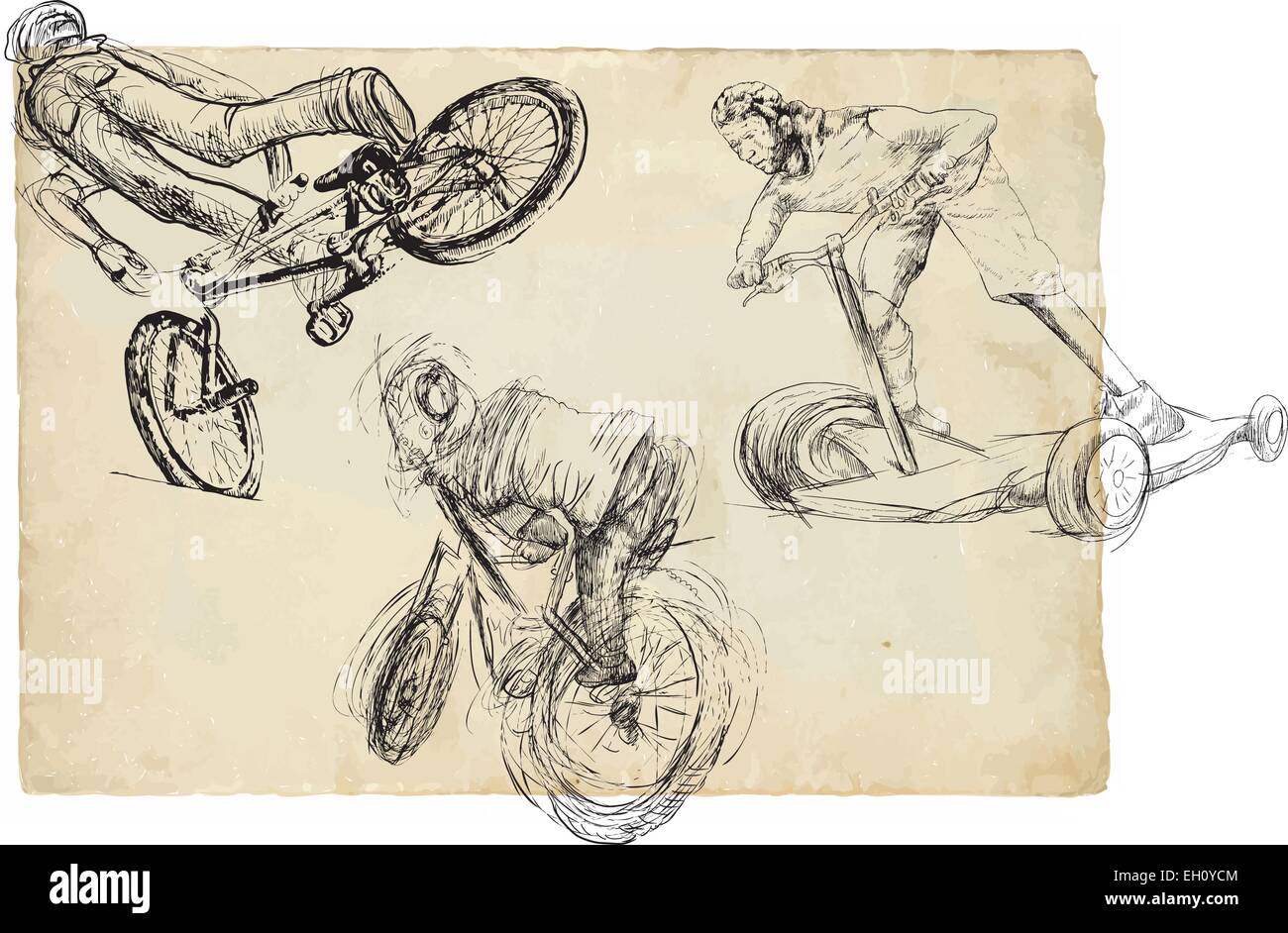 An hand drawn vector collection (line art) - Summer Sports (Freestyle ...
