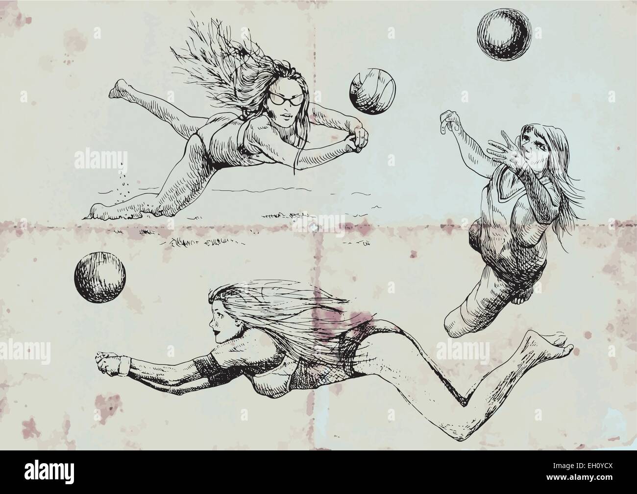 topic: volleyball, volleyball player - an hand drawn vector pack (line ...