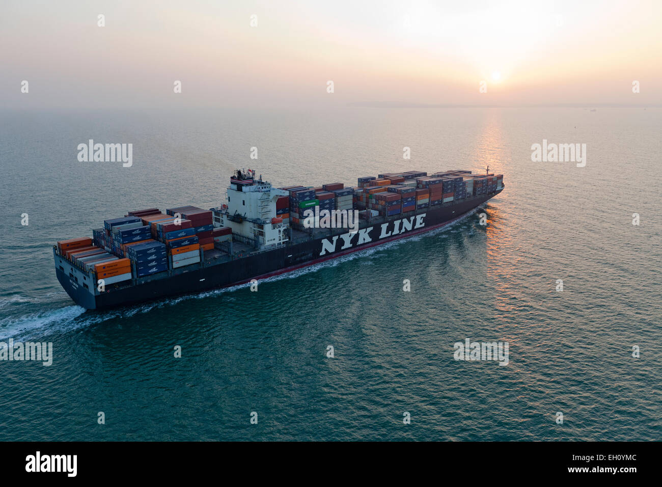 A large container ship on its way to the port of Southampton, UK, 4th ...