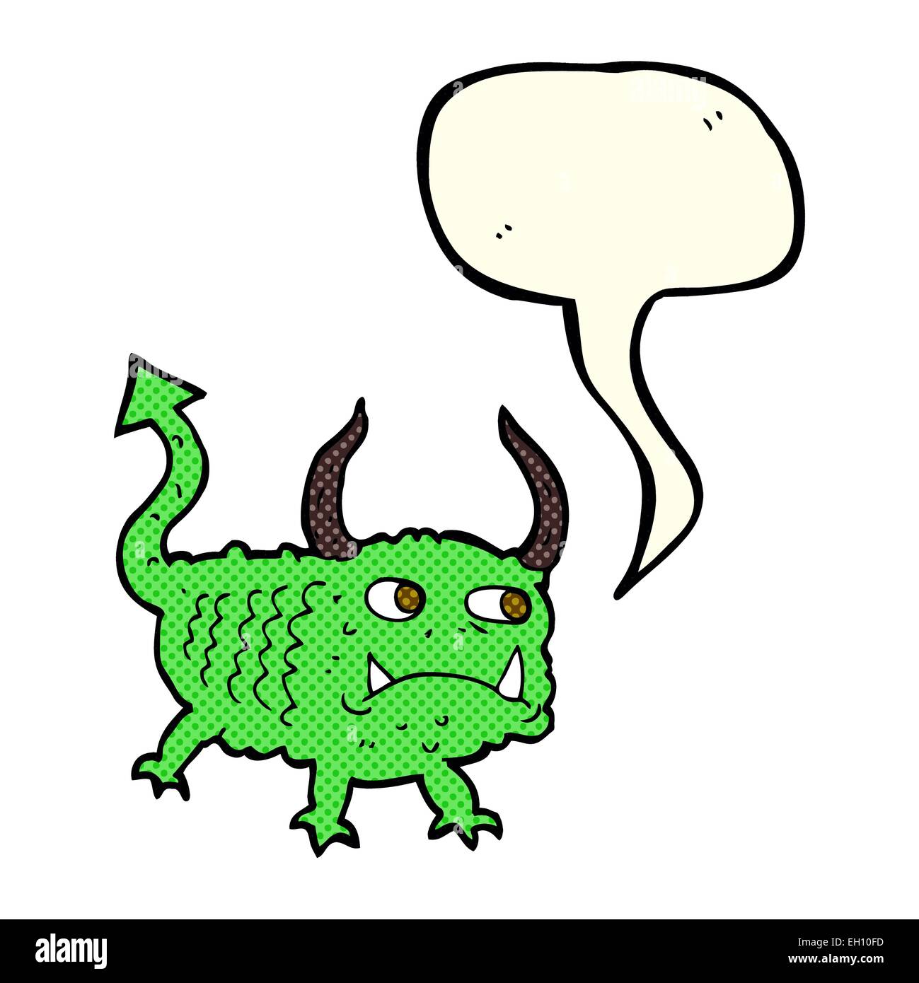 cartoon little demon with speech bubble Stock Vector Image & Art - Alamy