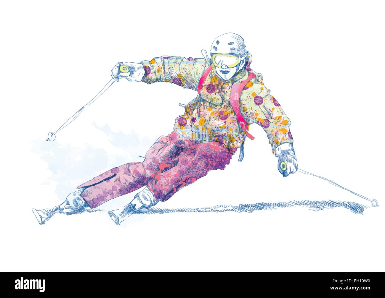 Line drawing skiing hi-res stock photography and images - Alamy