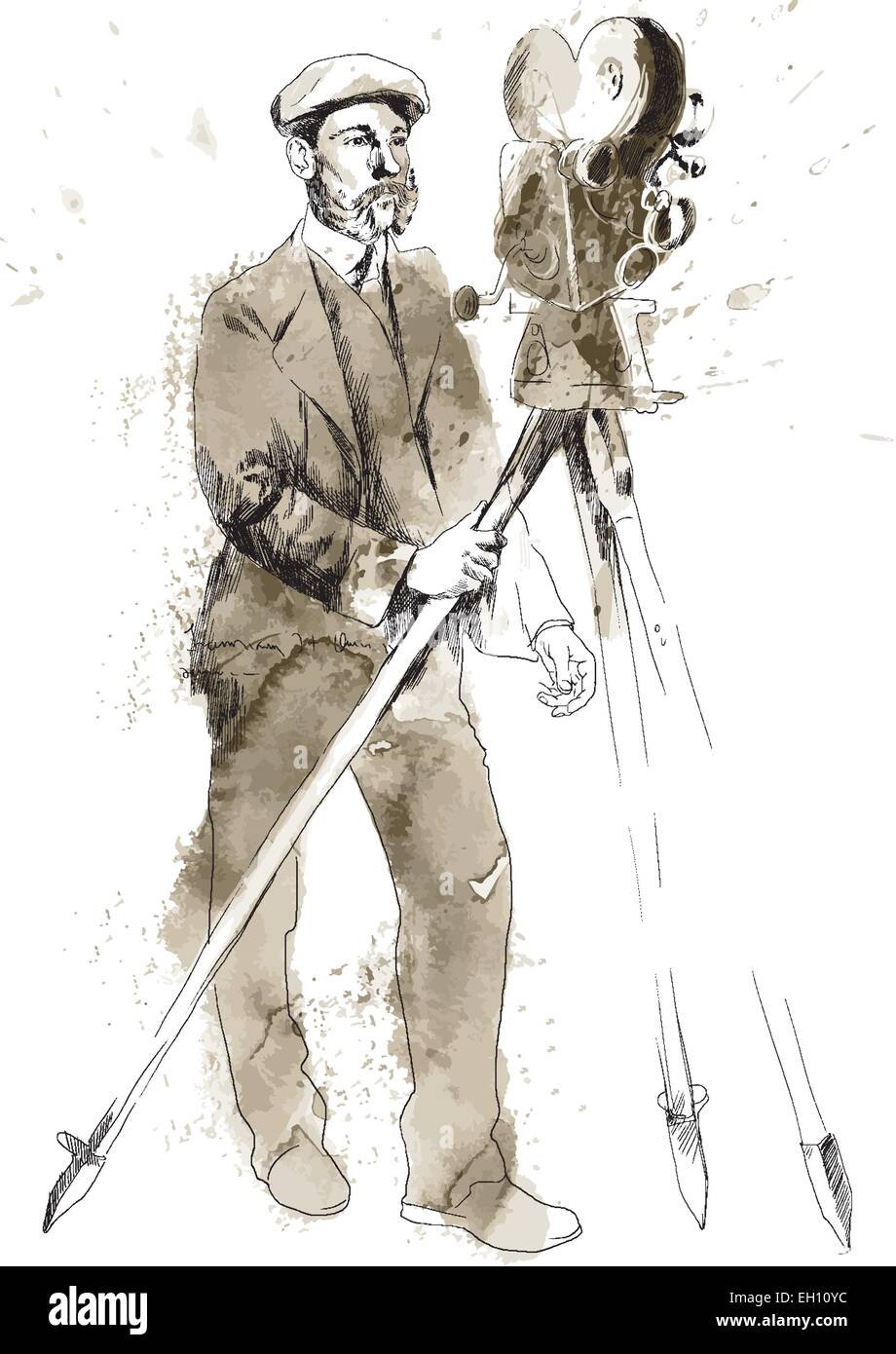 (Filmmakers:) From the film history: Man behind the camera. An hand ...