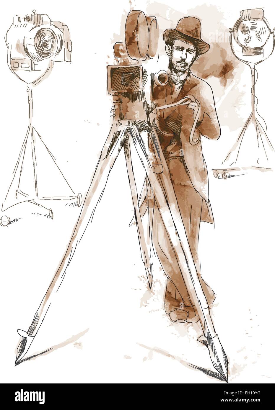 Old Hollywood Camera Drawing High Resolution Stock Photography and ...