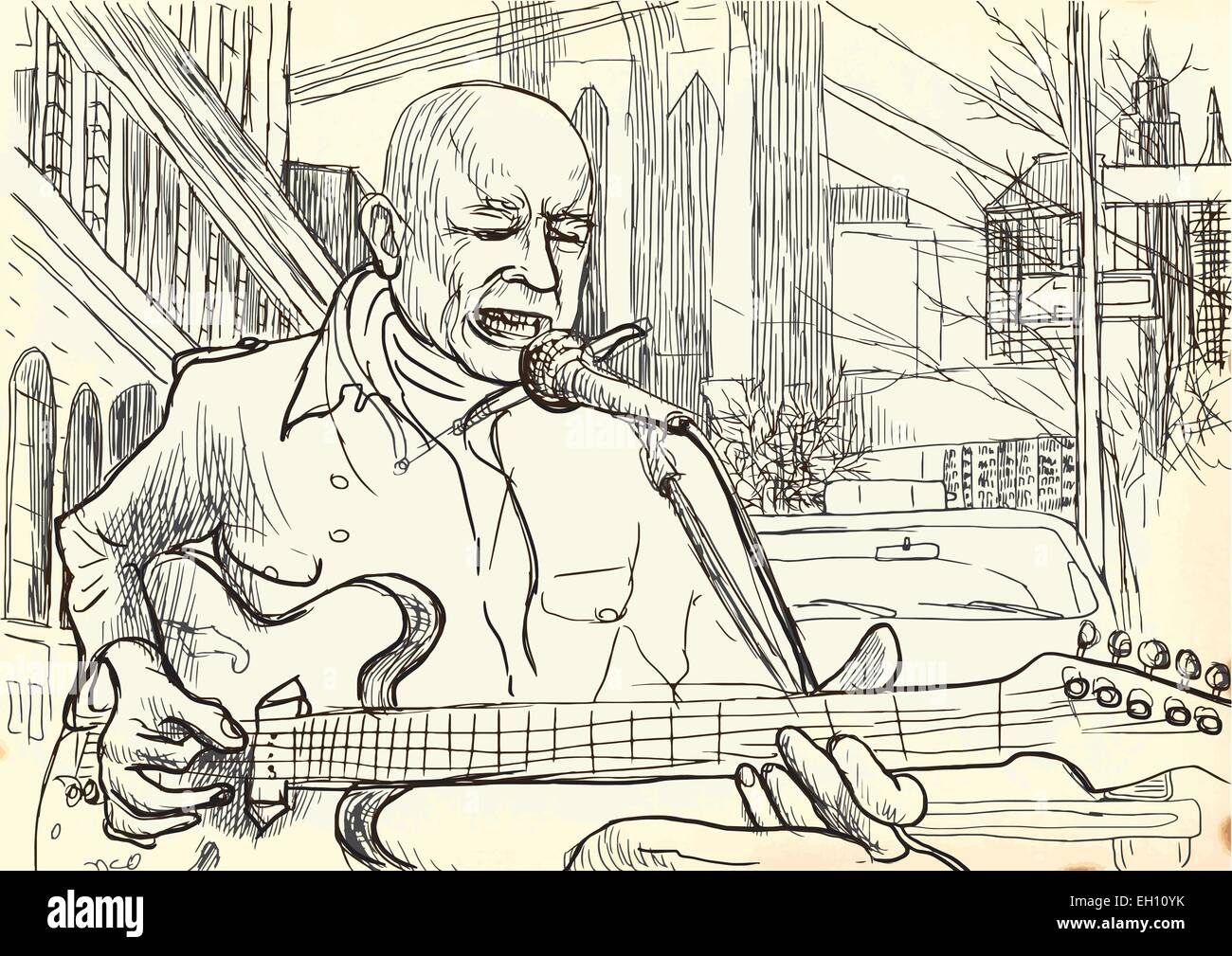 An hand drawn vector illustration. Topic: Musicians Stock Vector Image ...