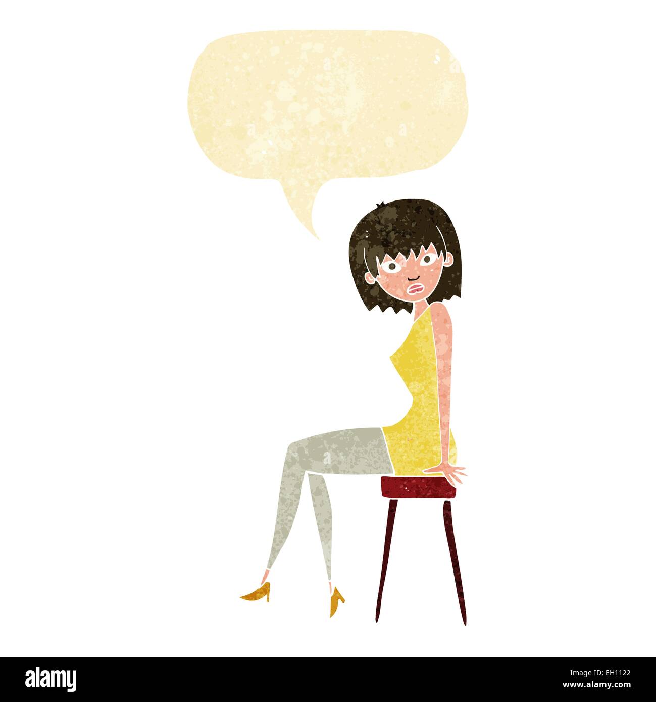 Cartoon woman sitting on stool Stock Vector Images - Alamy