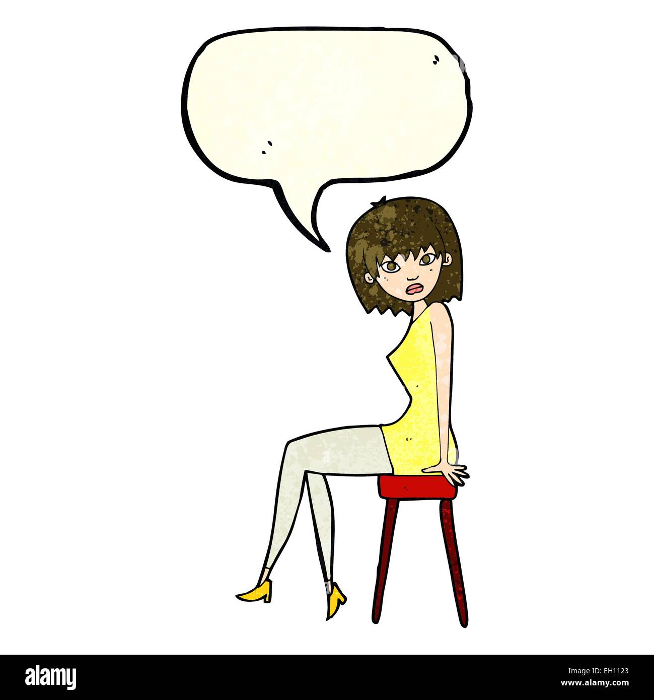 Cartoon woman sitting on stool Stock Vector Images - Alamy