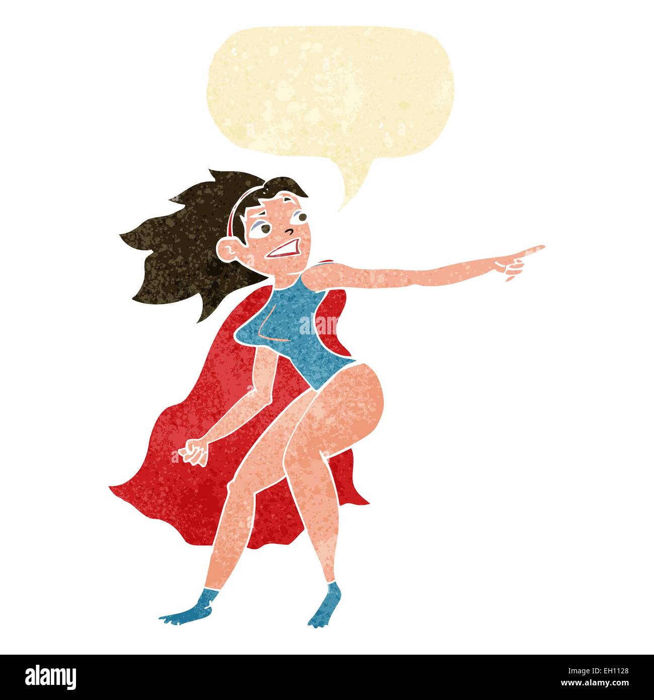 cartoon superhero woman pointing with speech bubble Stock Vector Image ...