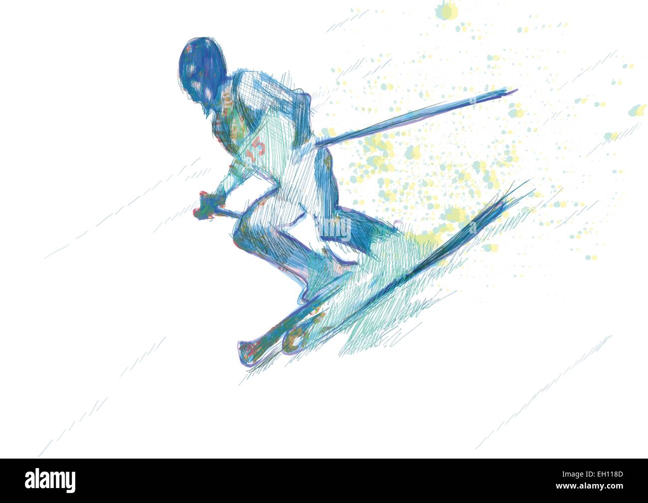 Snow Skiing Sketch Stock Photos & Snow Skiing Sketch Stock Images - Alamy
