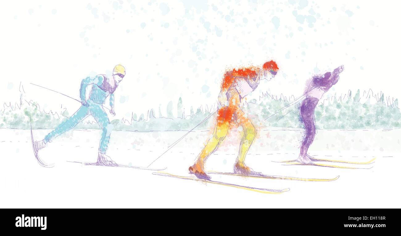 Cross country skiing Stock Vector Images - Alamy