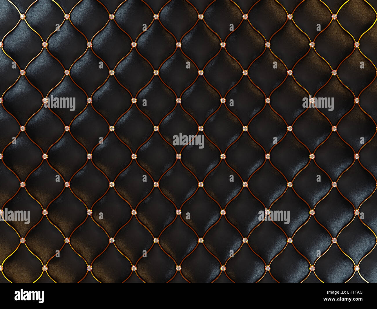 Luxury black leather pattern with gemstones and golden wire. Useful as ...
