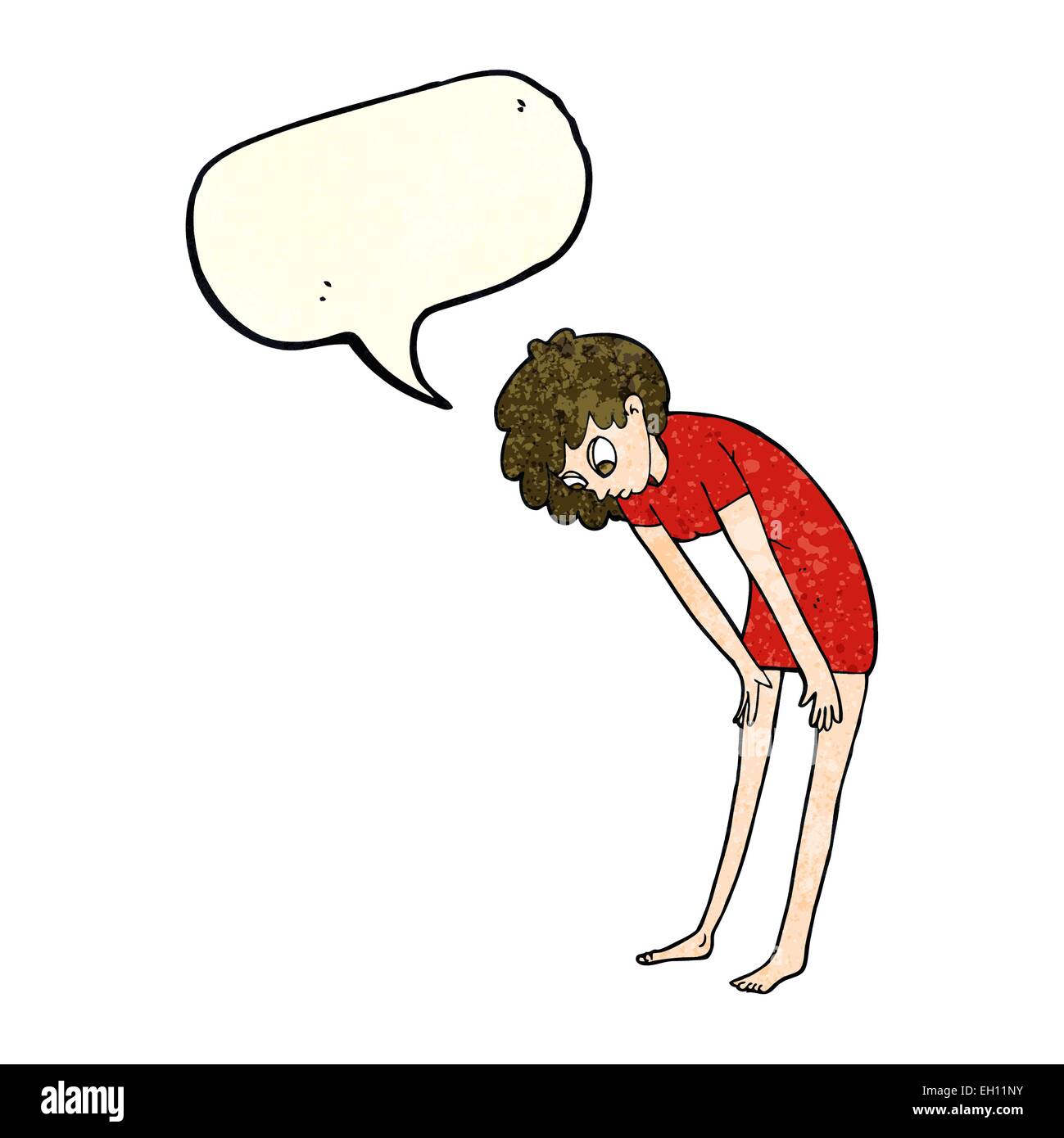 cartoon woman looking at her feet with speech bubble Stock Vector Image ...