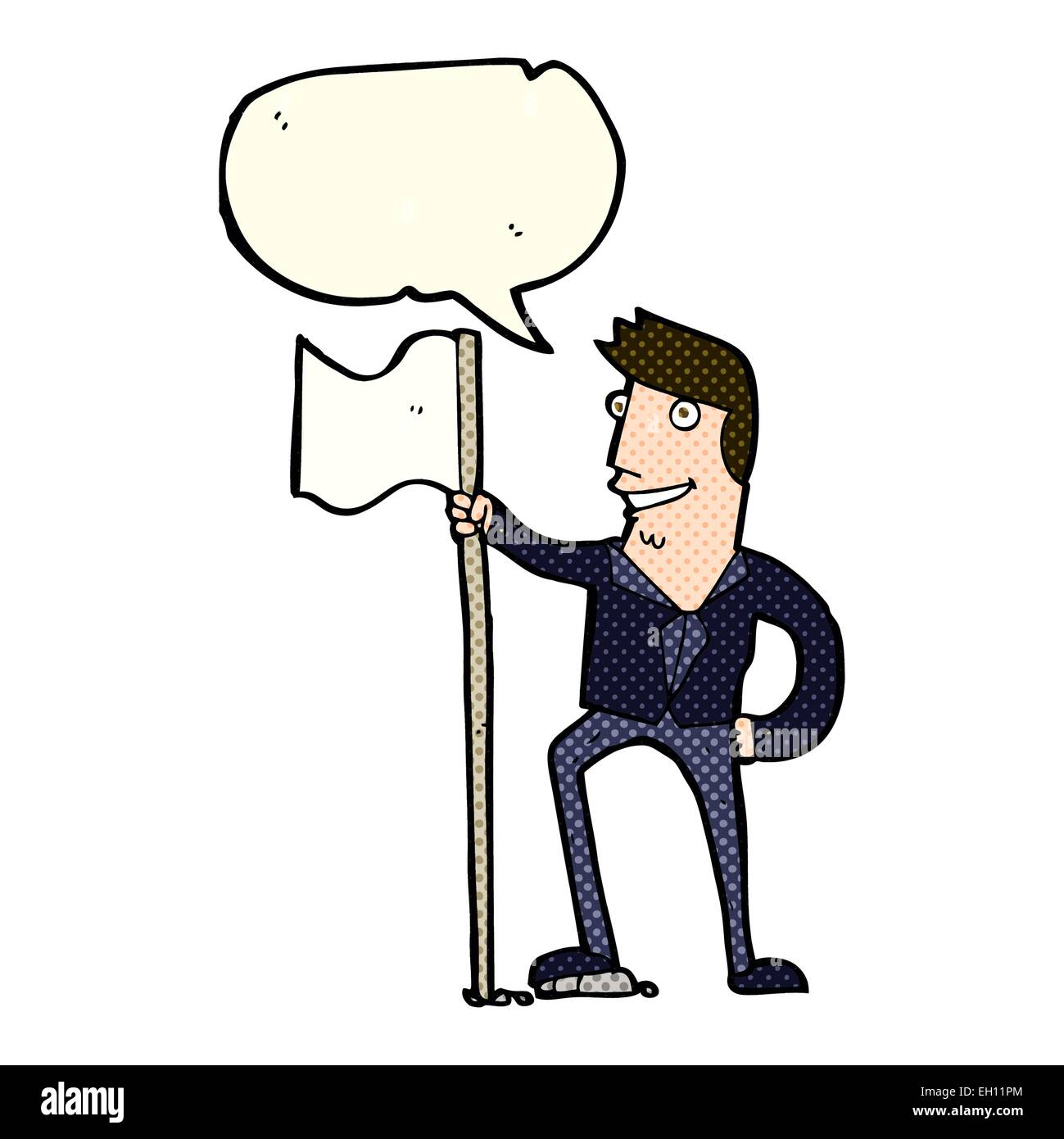 cartoon man planting flag with speech bubble Stock Vector Image & Art ...