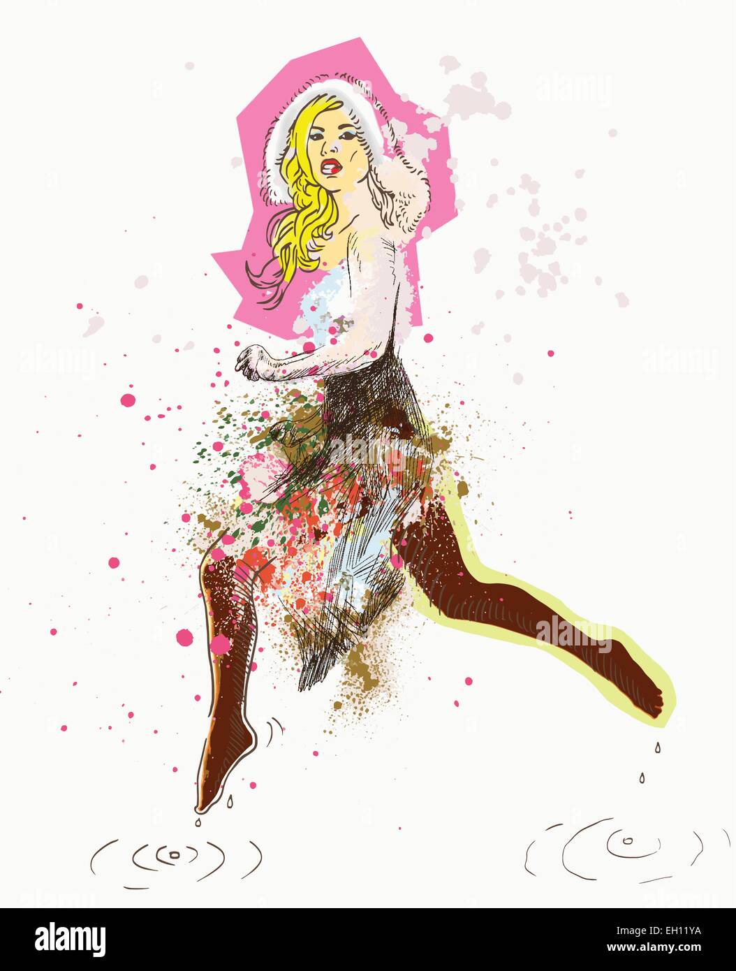 An hand drawn vector illustration - Simple, Beautiful woman Stock ...