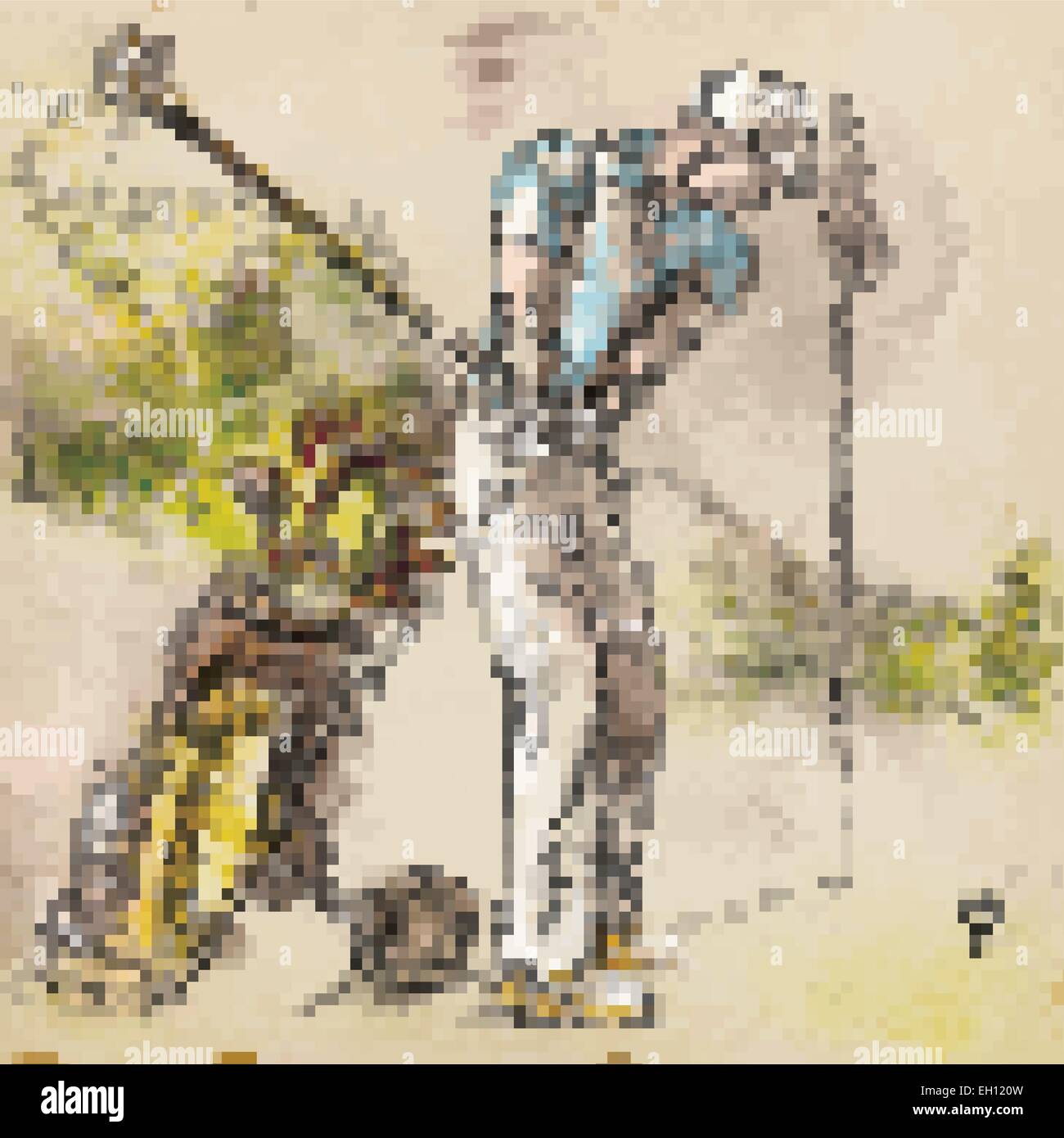 Topic: GOLF (Posture, Golf swing). An hand drawn illustration converted ...