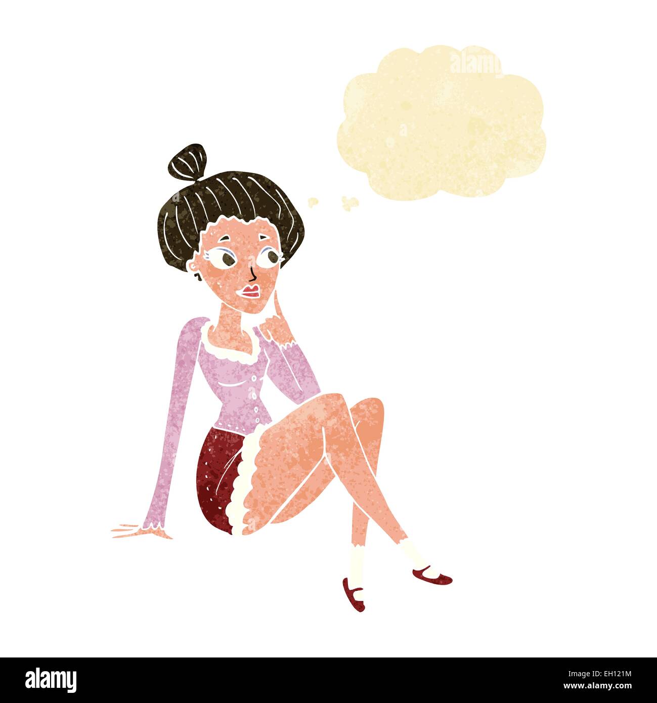 Cartoon attractive woman sitting thinking hi-res stock photography and ...