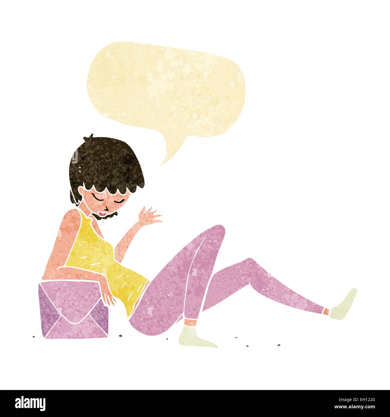 Cartoon illustration woman leaning on Stock Vector Images - Alamy