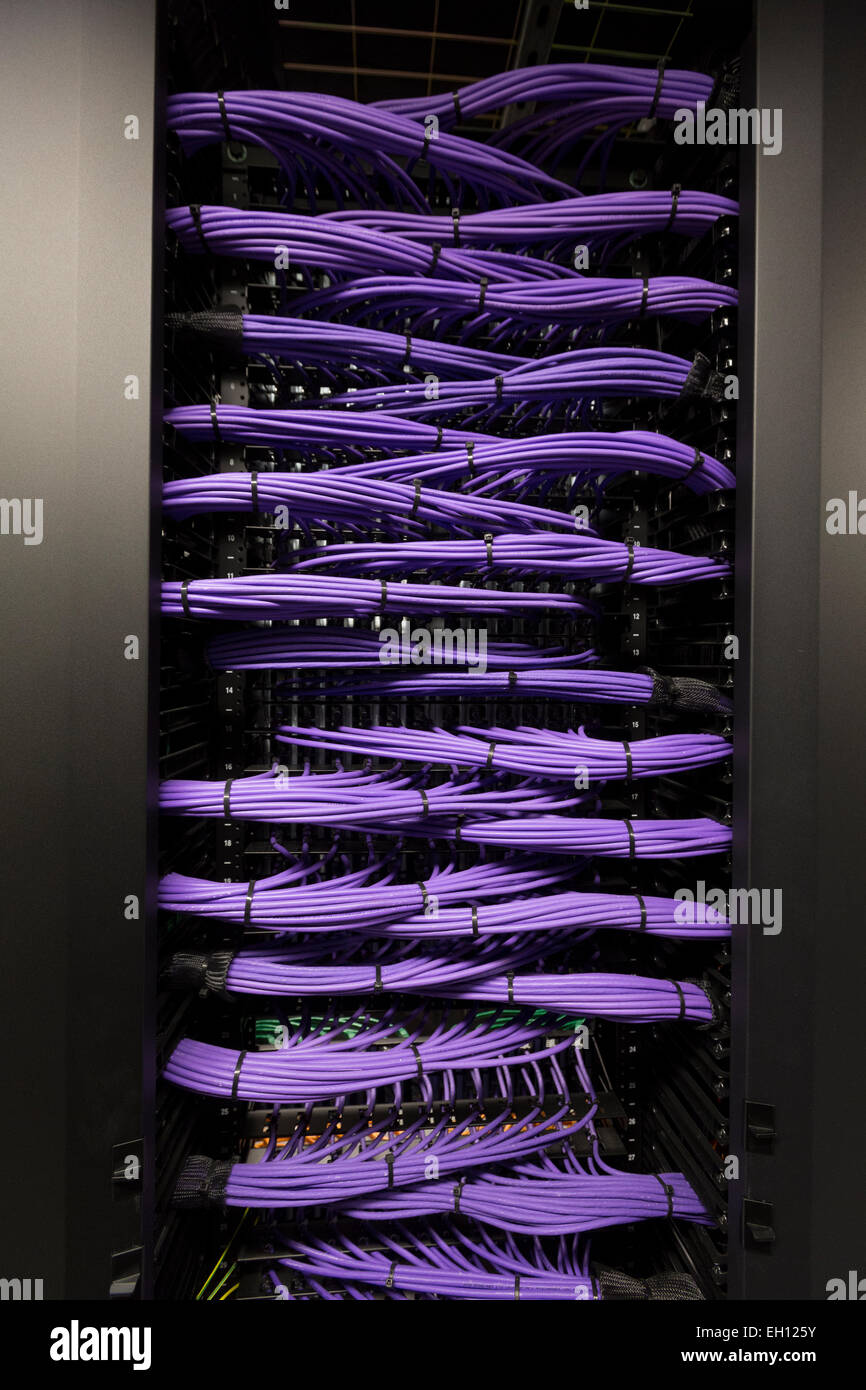 Data cabling installation for a large modern office interior Stock ...