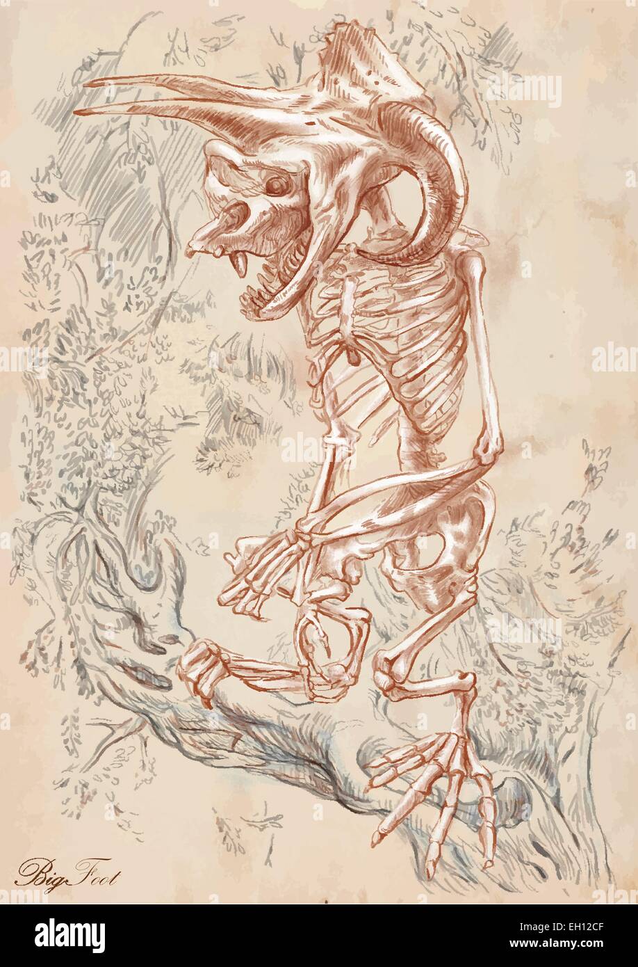 An hand drawn vector illustration. Series of legendary animals and ...