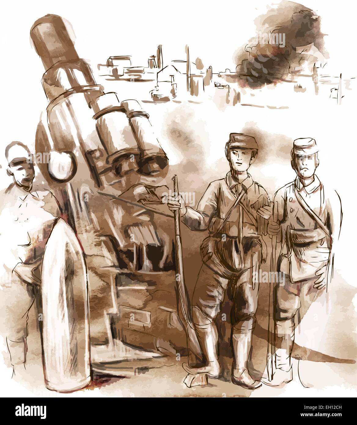 Mortar gun Stock Vector Images - Alamy