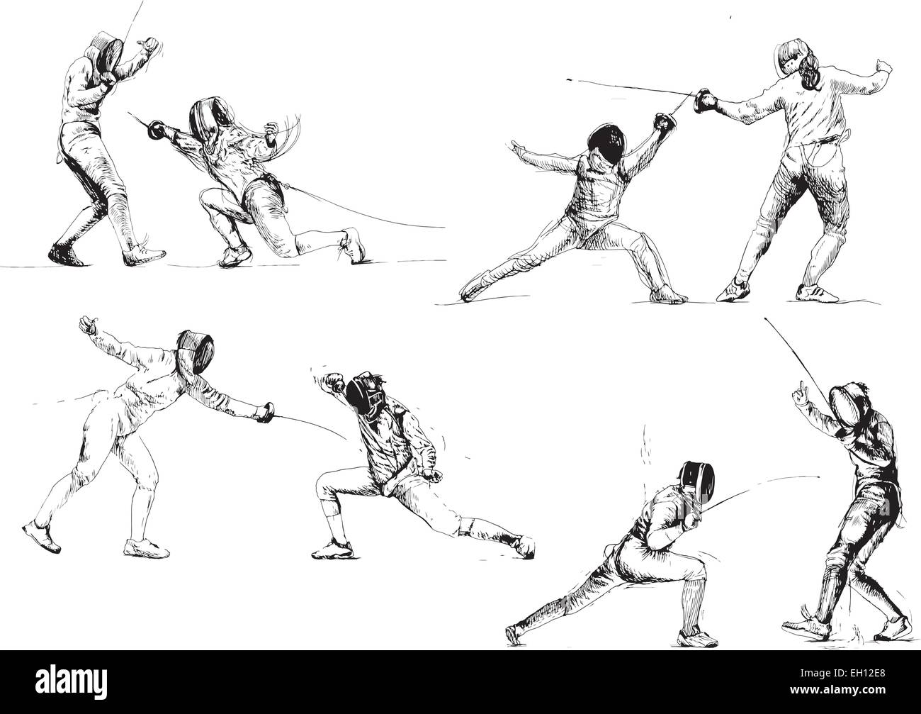 Fencing drawing Stock Vector Images - Alamy