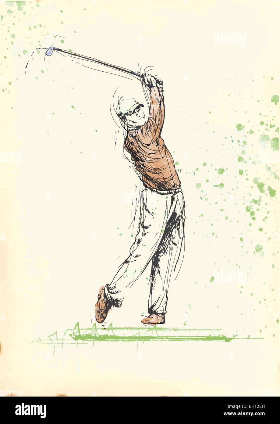 An hand drawn vector illustration (editable in group and layers) - Golf ...