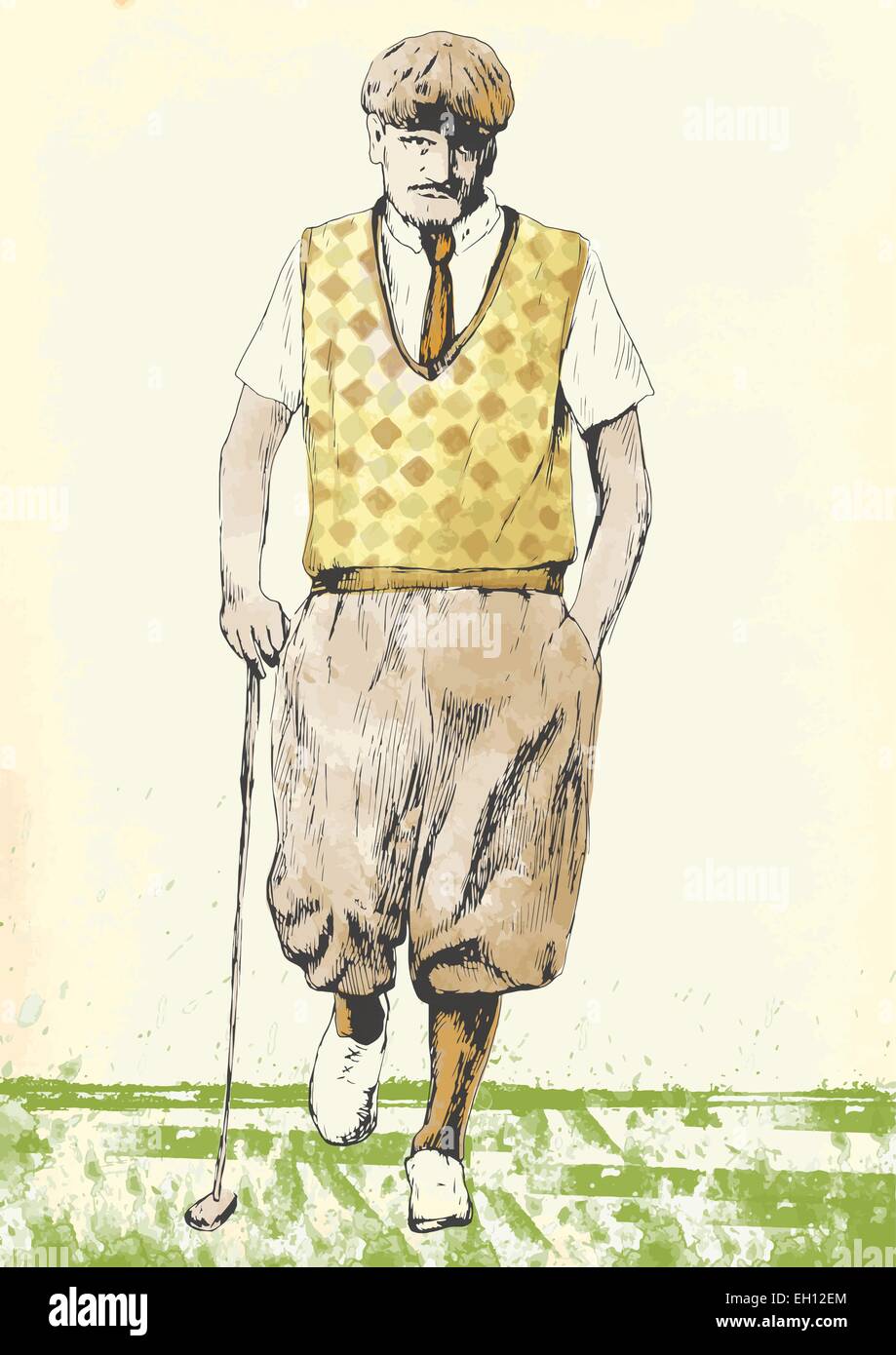 An hand drawn vector illustration (editable in group and layers) - Golf ...