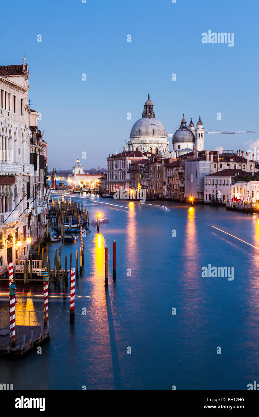 Grand Canal (Canal Grande) viewed from Ponte della Accademia at evening ...